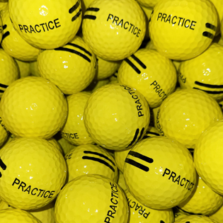 Bulk NEW Black Stripe Yellow Practice Range Balls - Halfpricegolfballs ...